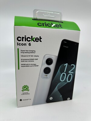 New/Sealed - Cricket Wireless Icon 6, 64GB, 4GB RAM, 8MP FF Camera ...