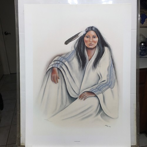 Signed S/N Morning Star Sheila Hill Art Native American Indians 22x30 ...