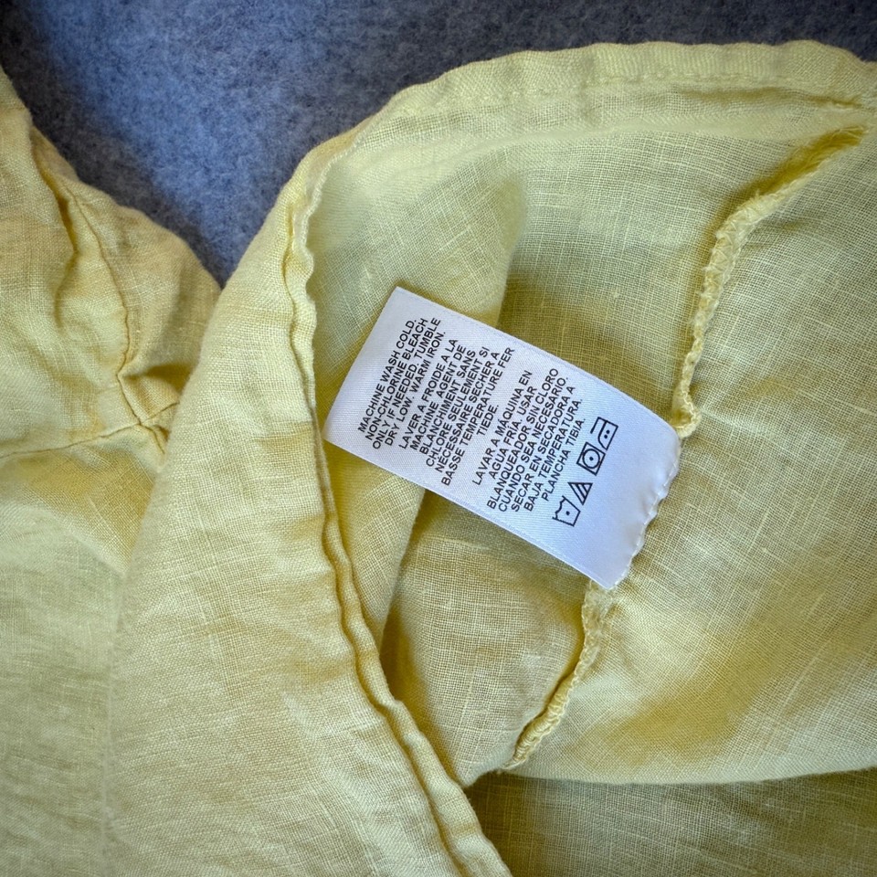 Velvet Graham & Spencer Linen Top Yellow Short Sleeve VNeck Blouse ...