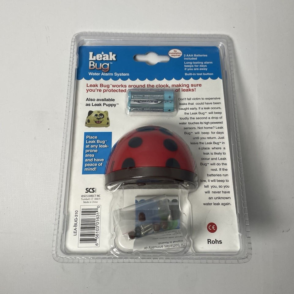 Water Alarm System Leak Bug Flood Detector detects as little 1/32 Inch ...