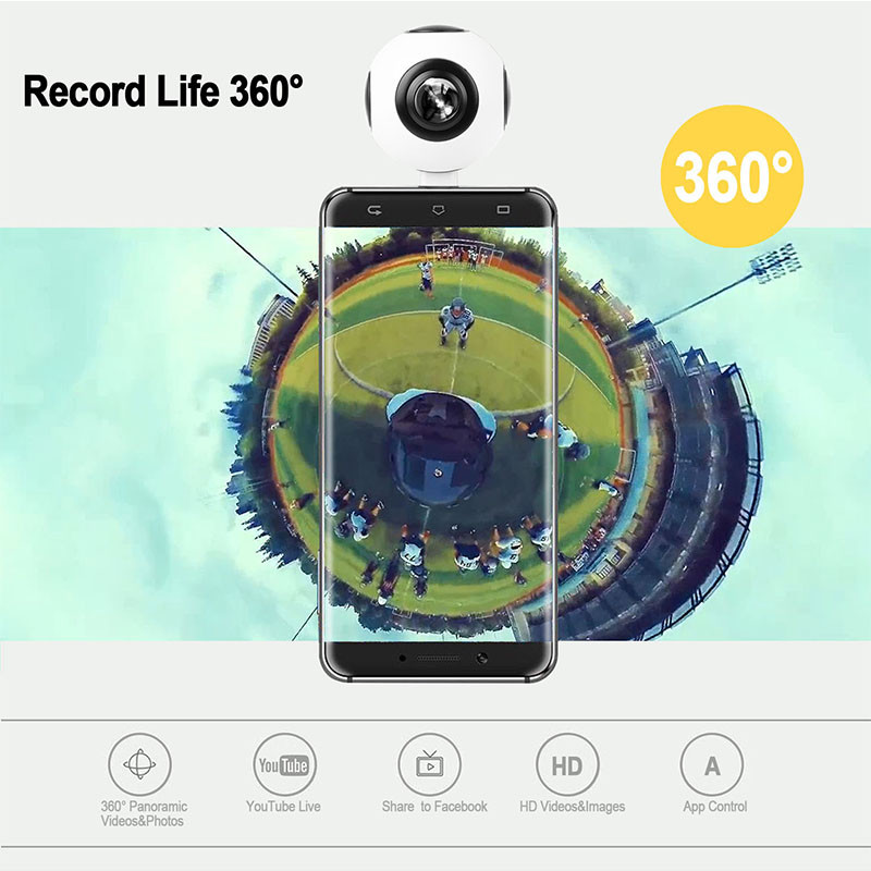 360° HD Dual Fisheye Lens VR Real Time Panorama Camera Camcorder for ...