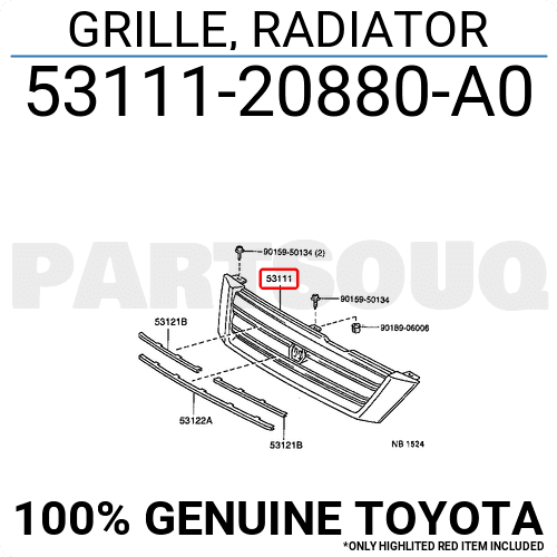 5311120880A0 Genuine Toyota GRILLE, RADIATOR 53111-20880-A0 | eBay