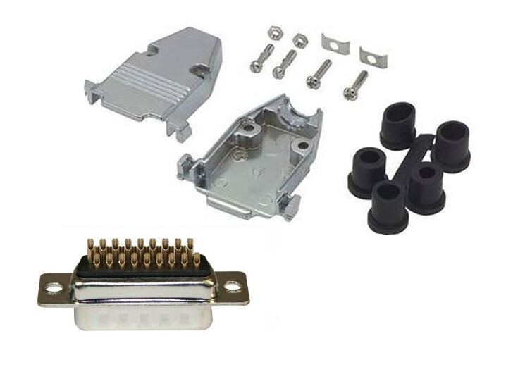 DB-26 Male Solder Cup Connector with Metal Backshell Kit , RF/EMI ...