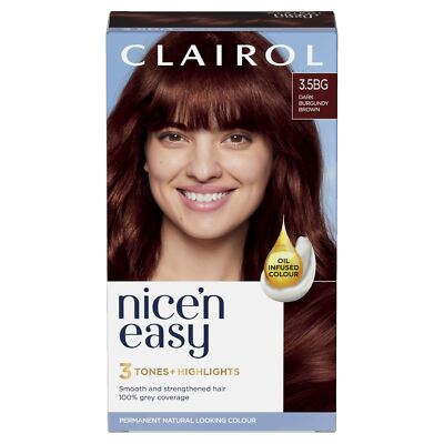 Clairol Nice n Easy Hair Dye Dark Burgundy Brown 3.5BG | eBay