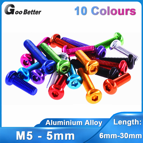 M5 Socket Pan Button Head Screws Aluminum Alloy Anodized Hex Allen ...