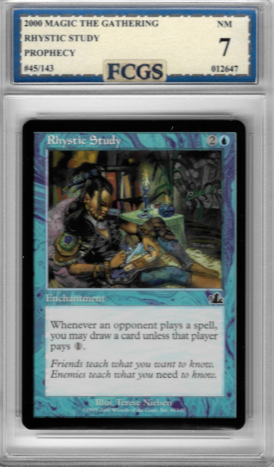 2000 MTG Prophecy Rhystic Study #45 Graded FCGS 7 NM | eBay