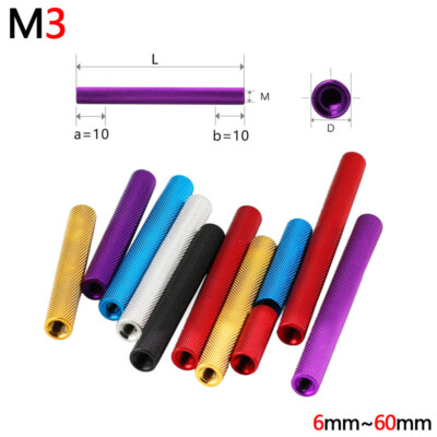 M3 Knurled Aluminum Column Round Thread Sleeve Stud Standoff Nut ...