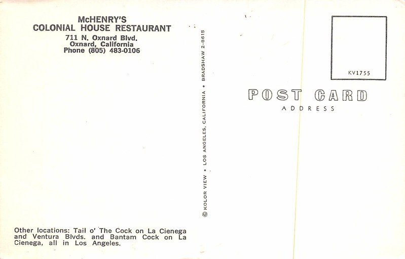 McHenry's Colonial House Restaurant Oxnard California | eBay