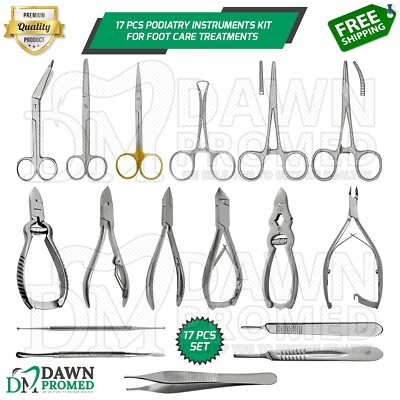 17 Pcs Podiatry Instruments Set For Foot Care Treatments German Grade ...