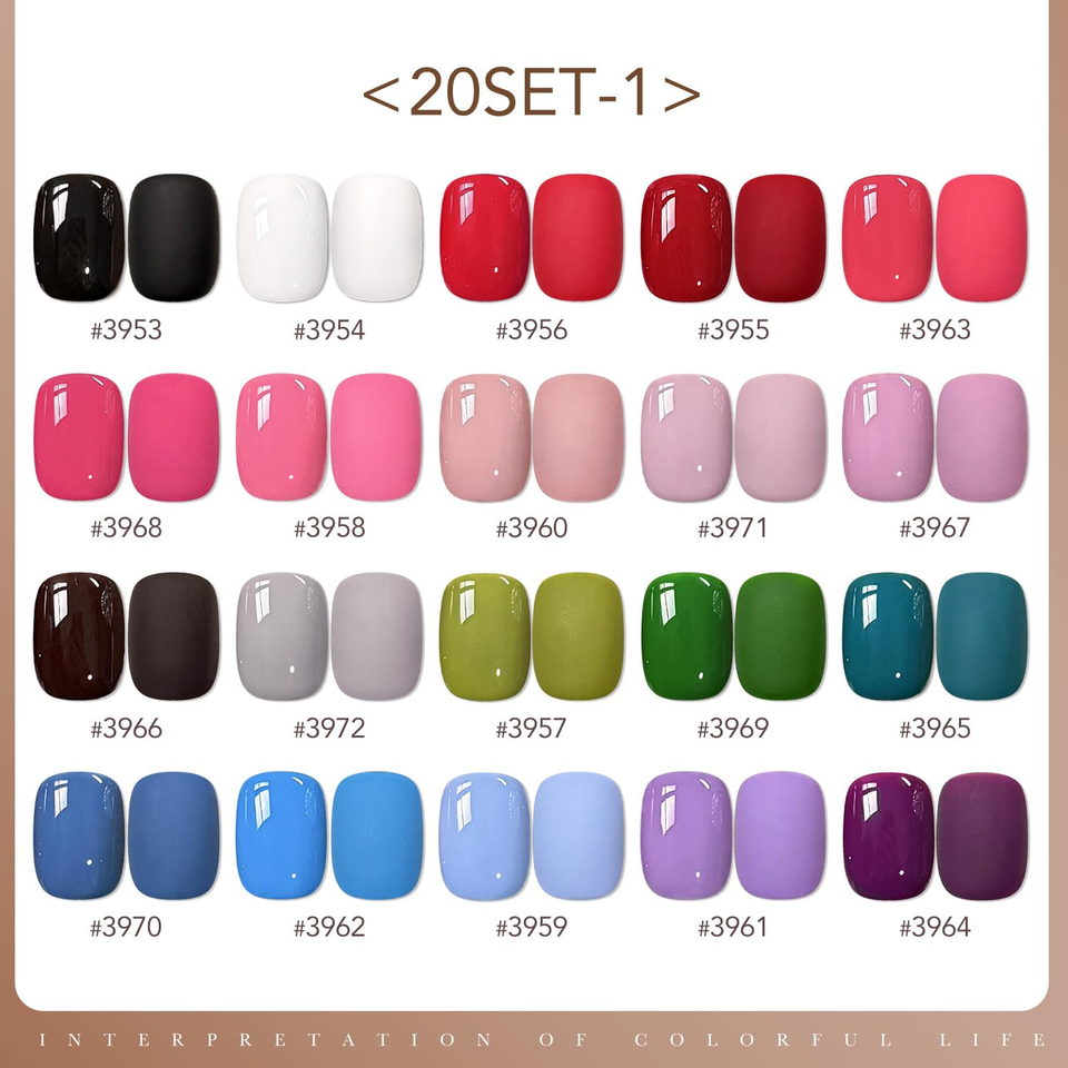 23 Pcs Gel Nail Polish Set, 20 Colors Gel Polish Kit Red Black White ...
