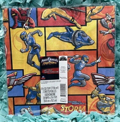 POWER RANGERS Ninja Storm VINTAGE NOS HALLMARK GIFT WRAP Wrapping Paper ...