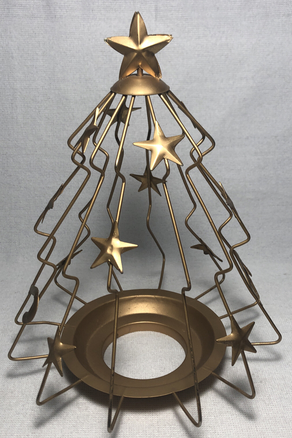 10” Vintage Gold Tone Metal Christmas Tree Candle Holder Decoration | eBay