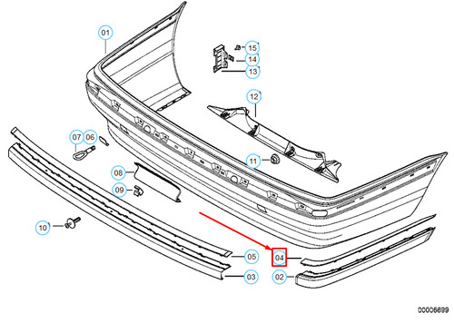 BMW 7 E38 REAR BUMPER RIGHT SIDE COVERING TRIM 51128125434 8125434 NO🇺🇸 ...