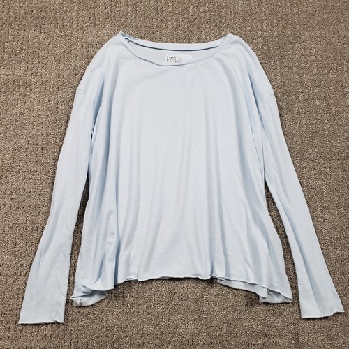 Frank & Eileen Tee Lab Top Womens Large Blue Long Sleeve Shirt Lagenlook Cotton | eBay