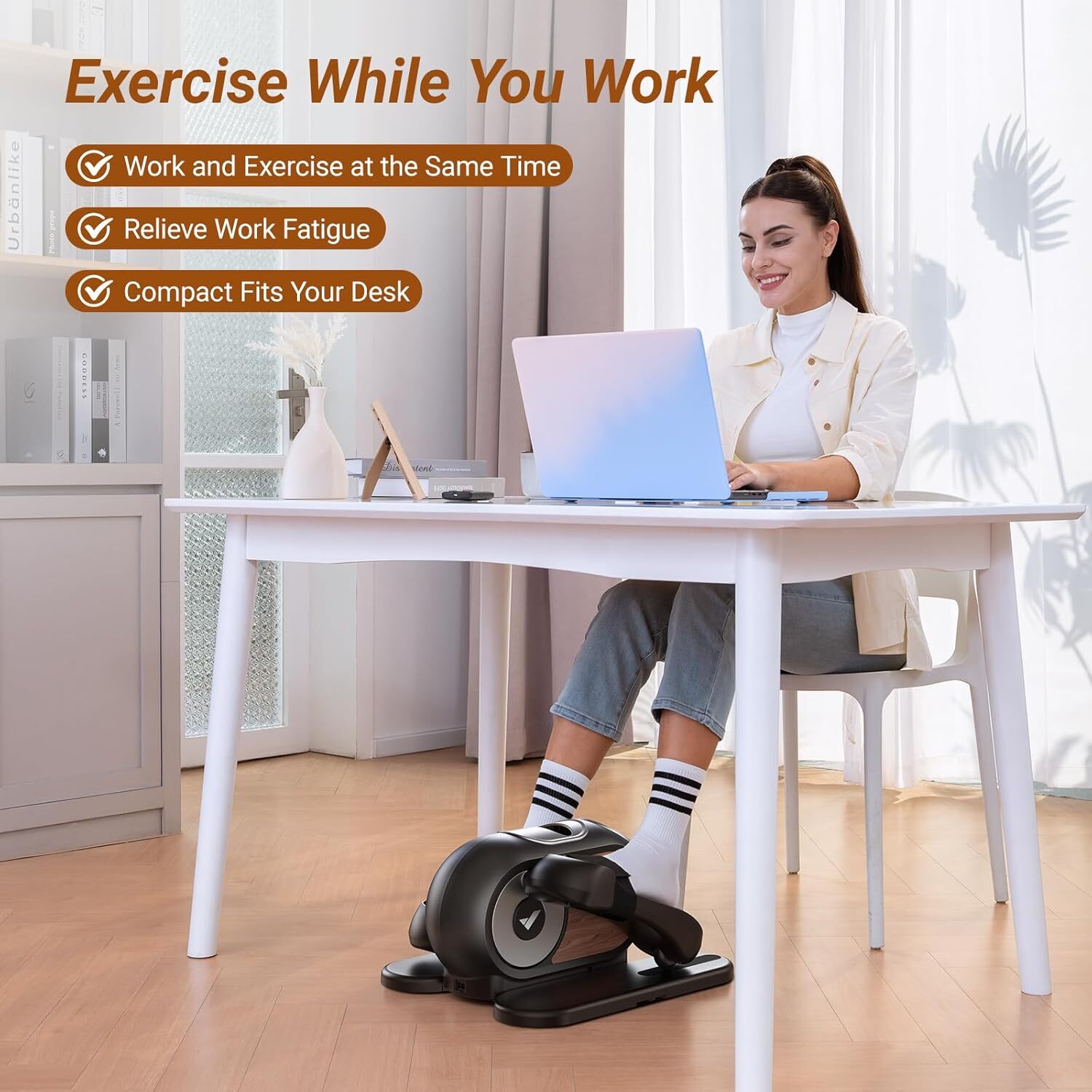 MERACH Under Desk Elliptical Machine Leg Exerciser Home Non-Slip Pad 12 ...