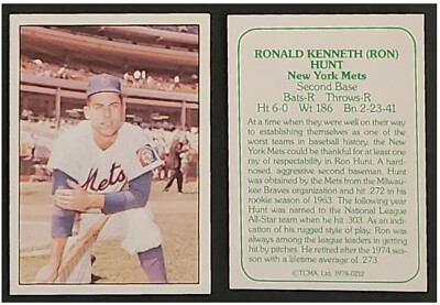 RON HUNT - TCMA "THE 1960's" # 212 - NM/MT+ - NEW YORK METS 2nd BASEMAN ...