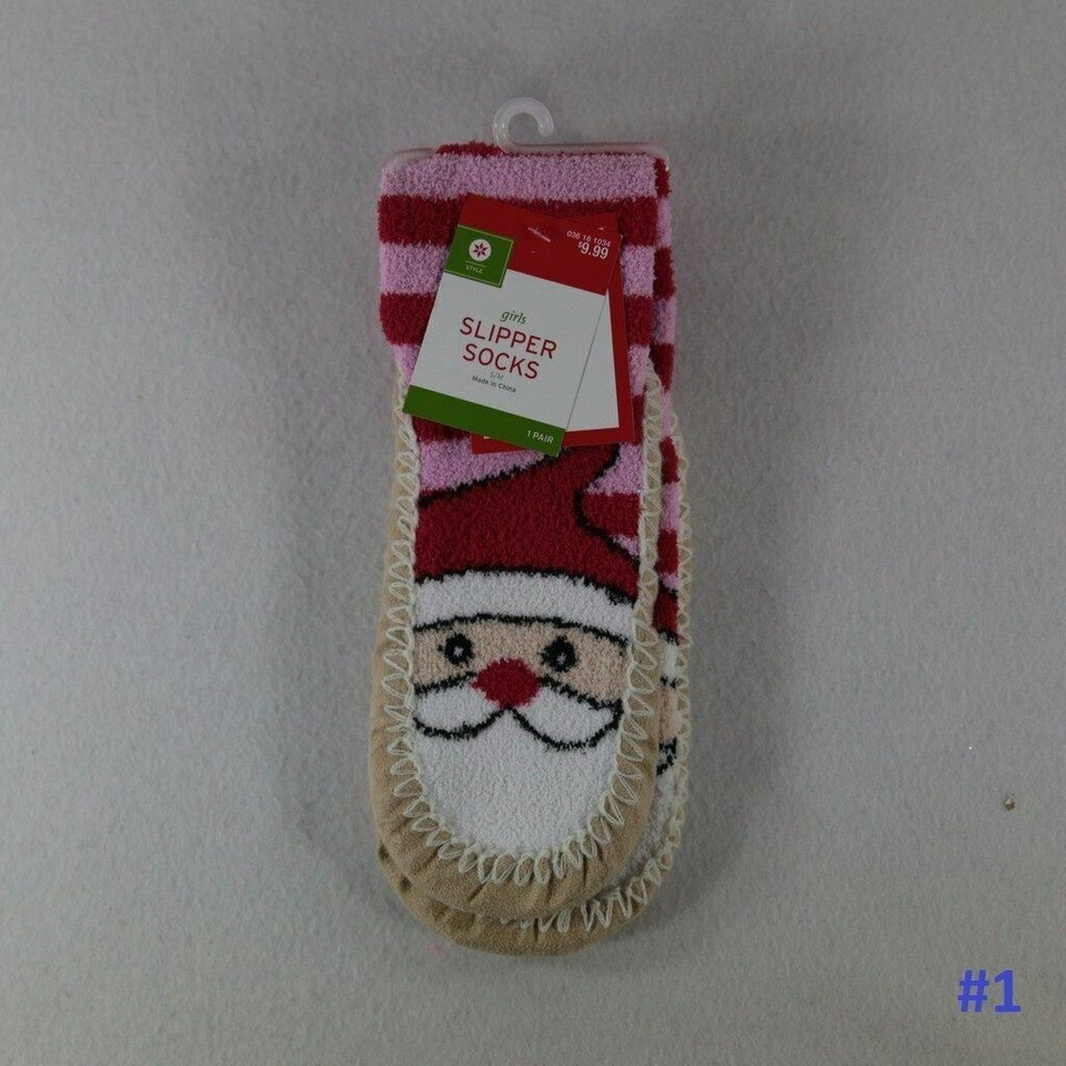 Girls A Christmas Tradition Slipper Socks Striped/Elf On The Shelf ...