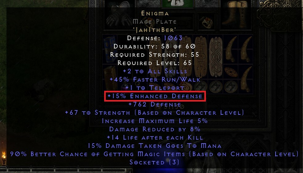 Diablo 2 Resurrected - D2R - PERFECT ED Enigma Mage Plate - Softcore ...