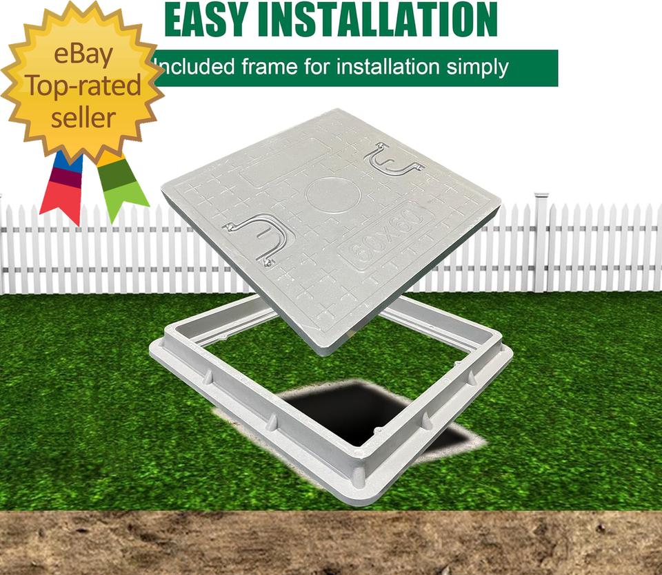Solid Manhole Cover and Frame 24X24In Square Fiberglass Septic Tank ...