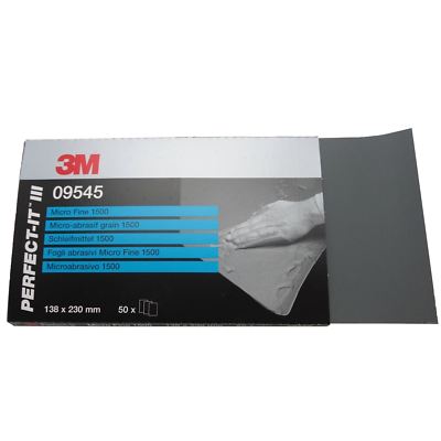 3M 02048 P1500 Grit Microfine Abraisive Sand Paper Wet & Dry 50 Sheets ...