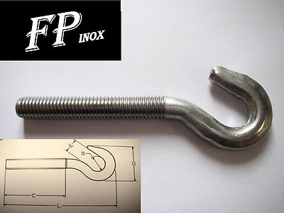 Crochet tige filetée M10 mm inox 304 Longueur 105mm Ref A57610 | eBay