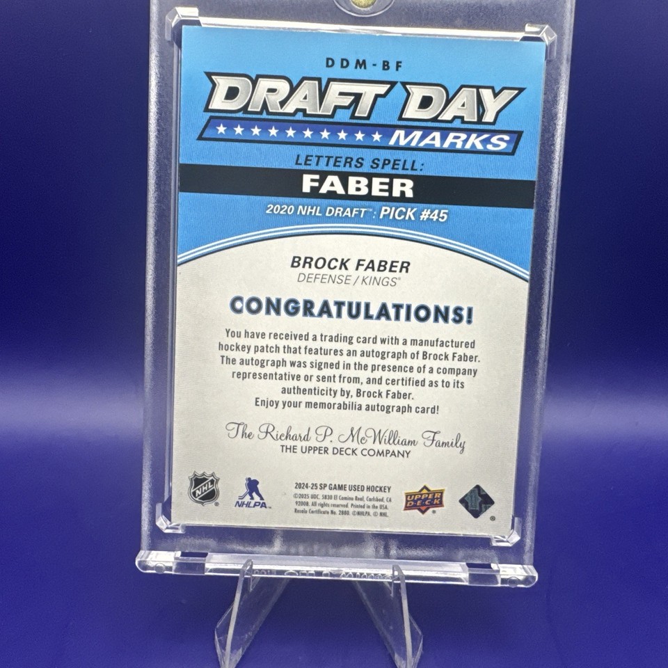 2023-24 SP Game Used Draft Day Marks #DDMBF Brock Faber RC AUTO /35 - E ...