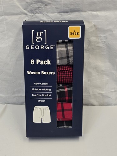 George Cotton Blend Woven Boxer Moisture Wicking Odor Control L (36-38 ...