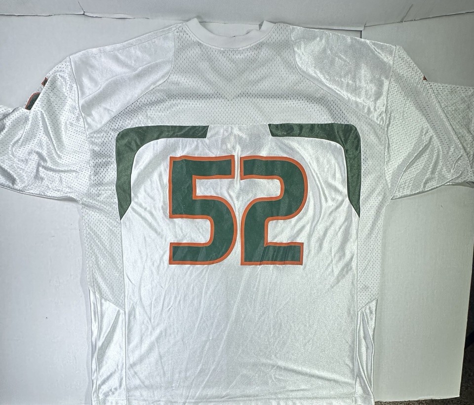 Vintage Nike Miami Hurricanes #52 Football Jersey White Green Orange ...