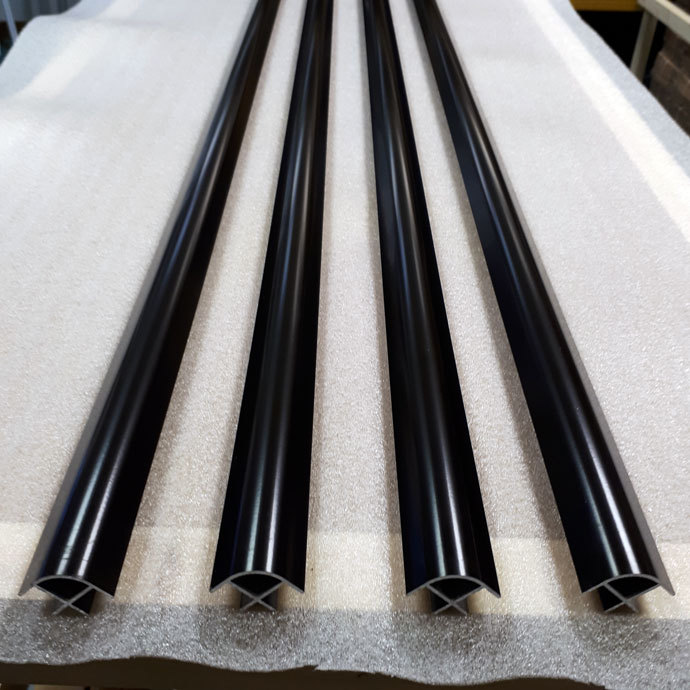 4 x 1400mm BLACK ALUMINIUM SMALL CURVED CORNER PROFILE 15mm BOARDS ...