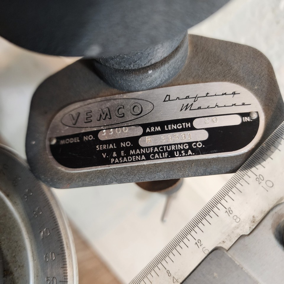 Vemco Drafting Machine Model 3300 20" Arm Length w/ Vemco Rulers | eBay
