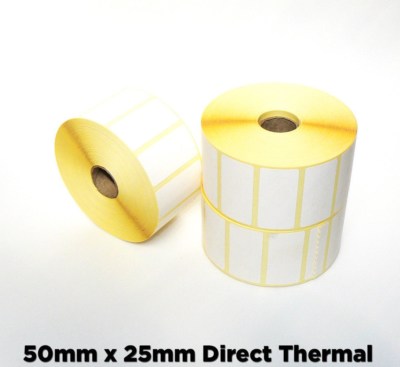 50 x 25mm direct thermal labels - 10,000 Labels Zebra ZD420 Labels ...