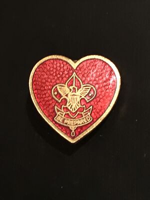 Vintage Boy Scout Life Rank Pin Red Cloisonne Heart BSA "Be Prepared ...