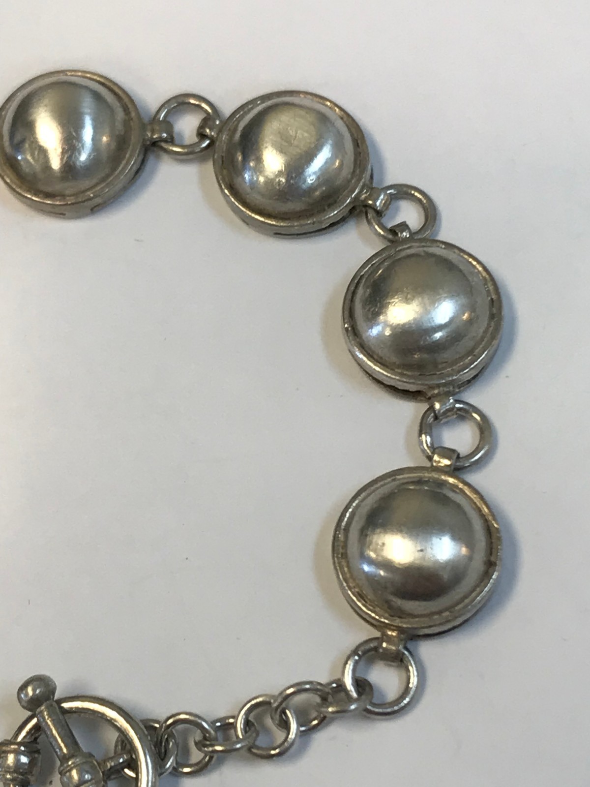 Beautiful Sterling Silver 925 Round Button Link Brace… - Gem