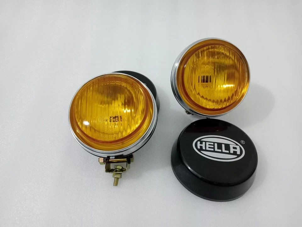 Pair Hella Yellow Fog Lamp With Cover With Bulb H3 Halogen Bulb ...