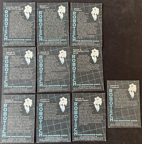 1985 Robotech Macross Saga Trading Cards Lot Of 10 No Duplicates | eBay
