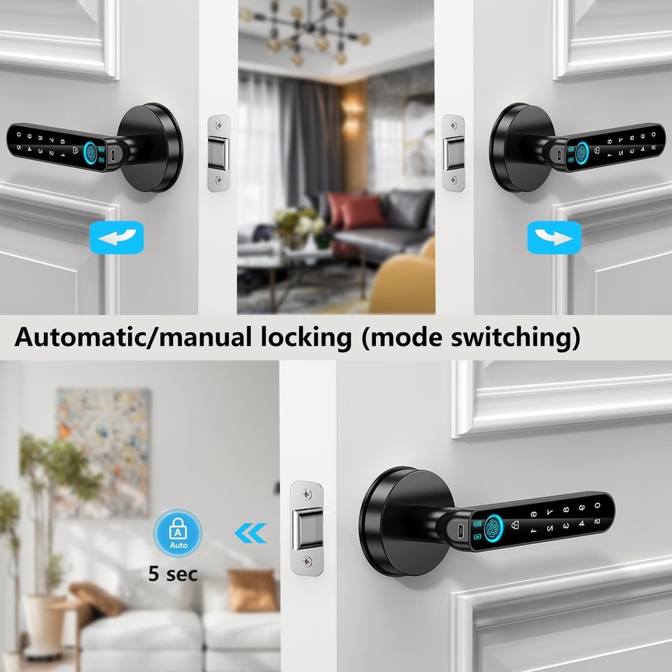 Fingerprint Door Lock- Smart Door knobbiometric Door Lock，with passcode ...
