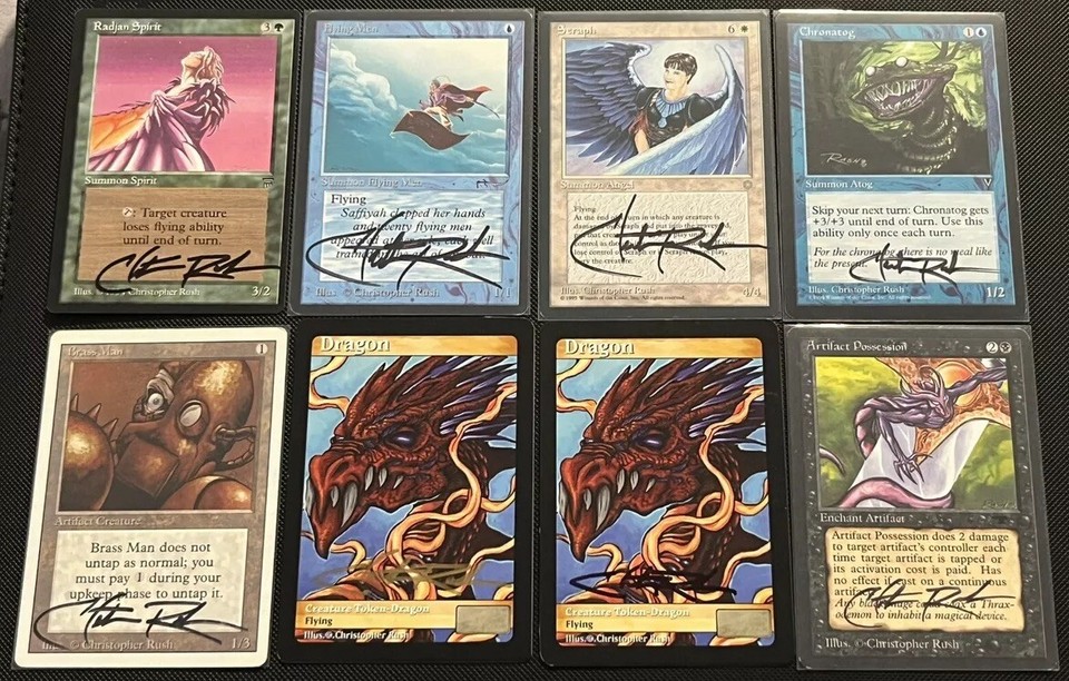 *Christopher Rush* “Black Lotus” Artist Signed Cards X8 Magic The ...