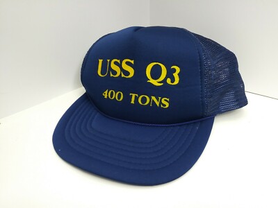 Vintage USS Q3 400 Tons Trucker Hat Snapback Cap Navy Blue & Gold ...