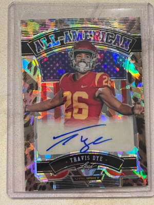 TRAVIS DYE USC 2022 Leaf Valiant Football Leopard Ice # 3/5 AUTO ...