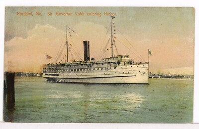 Portland ME 1907-1915 Steamboat GOVERNOR COBB enters Harbor, Postcard ...