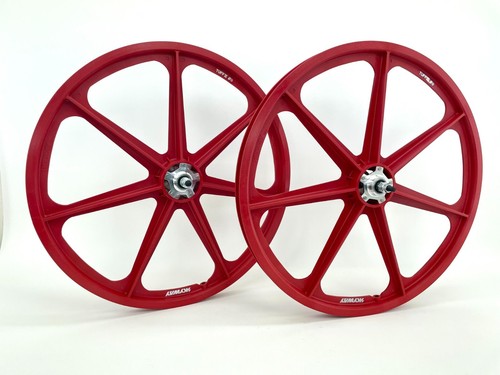 Skyway BMX 24" Tuff Wheels RED w SILVER ALLOY FLANGE HUBS - 60th ...