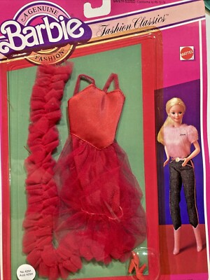 Barbie Fashion Classics Genuine Mattel Superstar era red Gown & Scarf ...