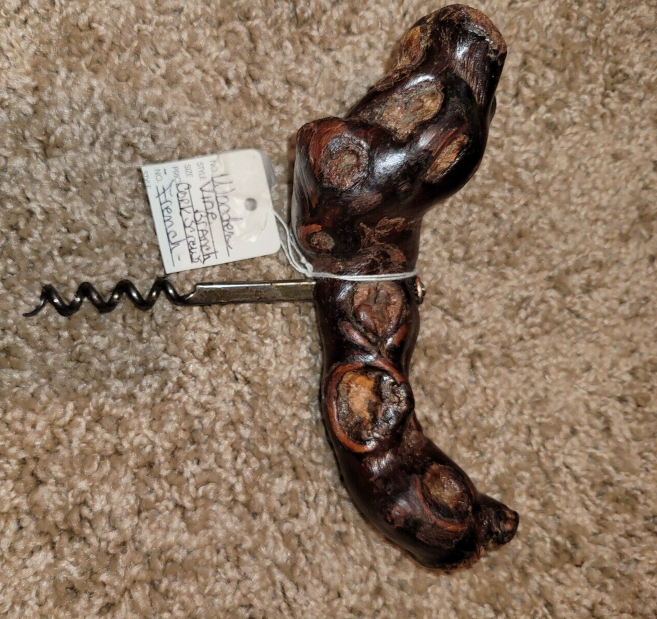 VINTAGE WOODEN CORKSCREW WINE OPENER - FRENCH VINE BRANCH CORKSCREW | eBay