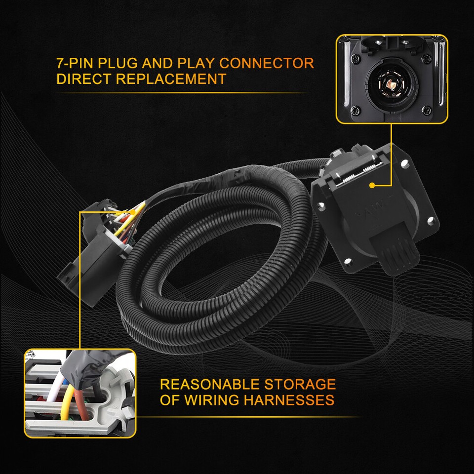 7Pin Trailer Truck Bed RV Wiring Harness Plug Extension Connectors for ...