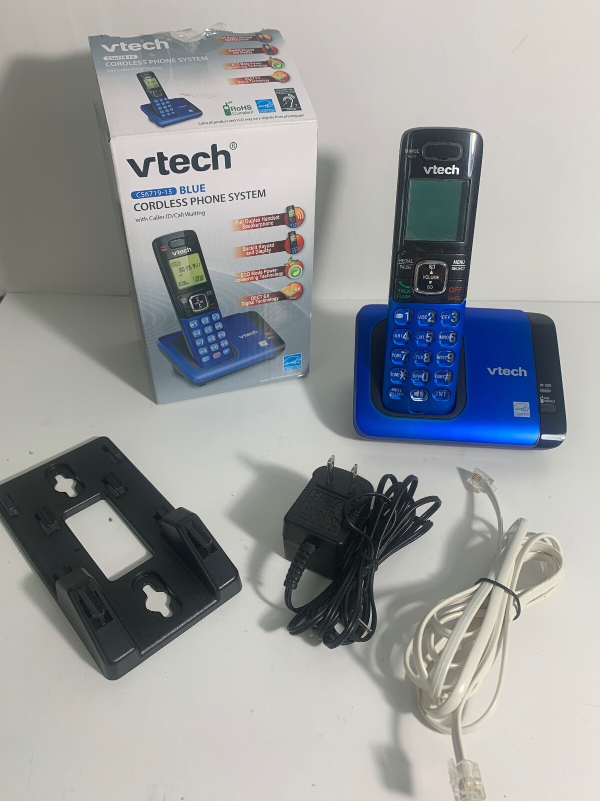 VTech CS6719-15 Cordless Phone - Blue-Caller ID/Call Waiting - DECT 6.0 ...