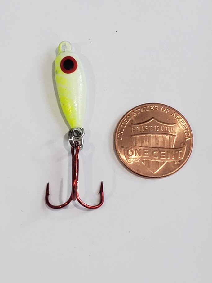 T-Rex ICE JIG Super Glow Slab Spoon Treble 1/8 Lethal Walleye JIg Stone ...