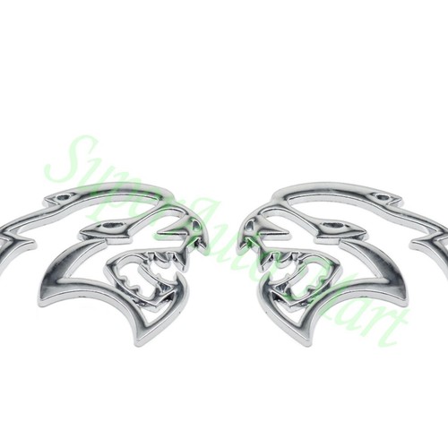 2x Hollow Hellcat Car Side Emblem Left Right Badges 3D Chrome Silver ...