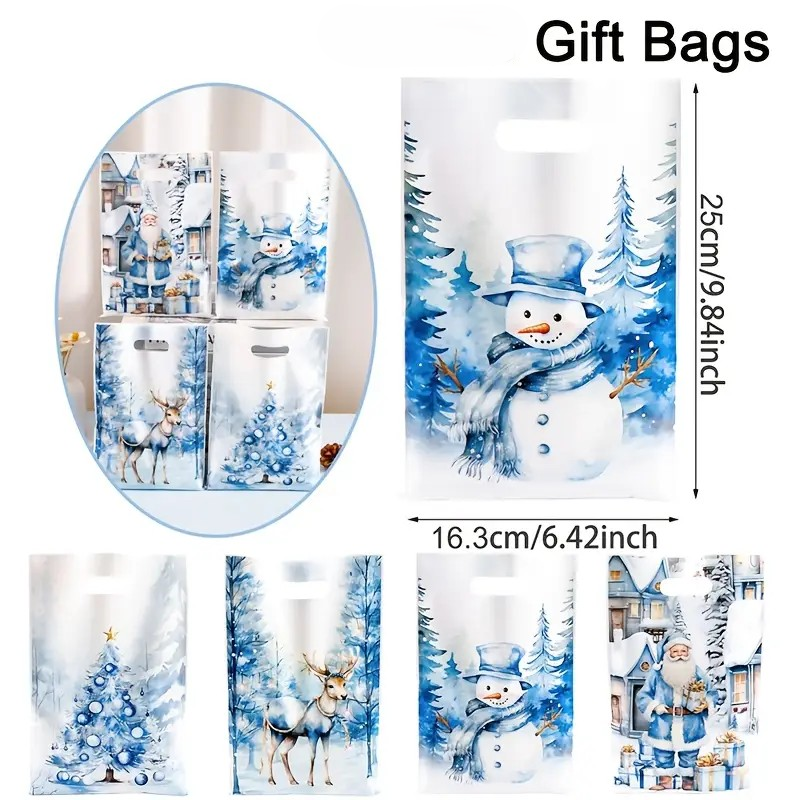 Christmas Party Gift Bag Blue Candy Xmas Santa Sack Sweet Treat Goody ...