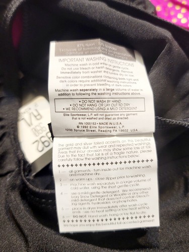 GK Elite VTG Racerback Leotard AL Gold Metallic Polkadots Magenta Black ...