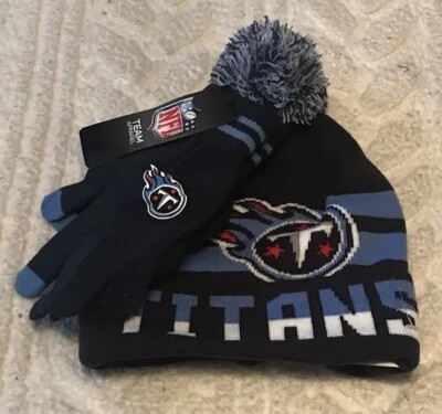 Tennessee Titans Gloves Knit Stocking Cap Hat Beanie Set Blue NFL NWT ...